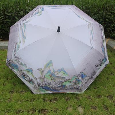 China Full Color Printed Reverse Umbrellas Chinese Style All Weather Protection for sale