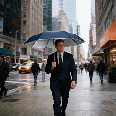China Men's Navy Automatic Folding Umbrella 54 Inch Sun Rain Protection for sale