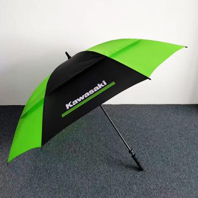 China Custom Logo Double Canopy Golf Umbrellas 60 Inch Black And Green Umbrellas for sale