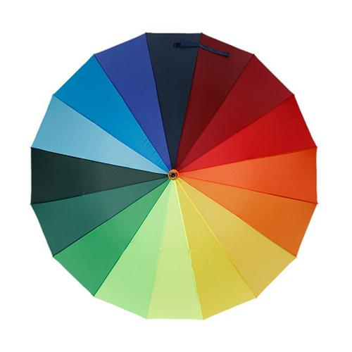 Quality 16 Ribs Large Rainbow Umbrella Auto Open 44 Inch 190T Pongee for sale