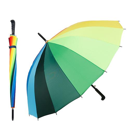 Quality 16 Ribs Large Rainbow Umbrella Auto Open 44 Inch 190T Pongee for sale