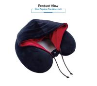 China High Support Memory Sponge U-Shape Neck Pillow with Hoodie and Custom Logo Packaging for sale