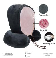 China High Support Memory Sponge U-Shape Neck Pillow with Hoodie and Custom Logo Packaging for sale