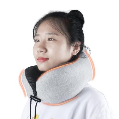 China Diga olá ao conforto espuma de memória azul antiestática almofada de pescoço de viagem com cobertura de algodão à venda