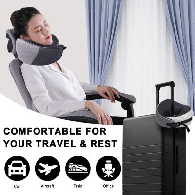China Custom Logo Accepted Knitted U Shape Support Memory Foam Neck Pillow for Airplane Travel for sale