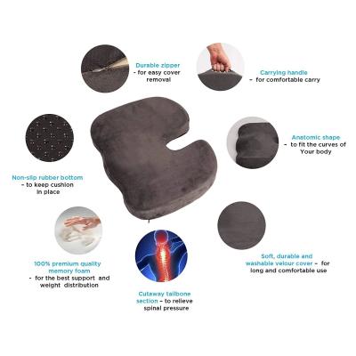 China Velvet Fabric Orthopedic Memory Foam Back Seat Cushion for Wheel Chair Car Seat Massage Yoga for sale