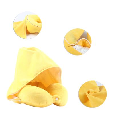 Cina Colorevole cuscino per il collo in schiuma di memoria a forma di U con cappuccio per viaggi comodi in vendita