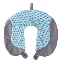 China Customized Logo Gray U-Shaped Gel Memory Travel Pillow for Comfortable Neck Support for sale