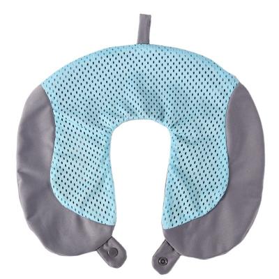 China Customized Logo Gray U-Shaped Gel Memory Travel Pillow for Comfortable Neck Support for sale