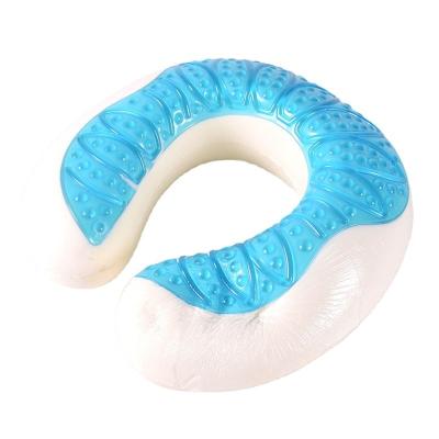 China Customized Logo Gray U-Shaped Gel Memory Travel Pillow for Comfortable Neck Support for sale
