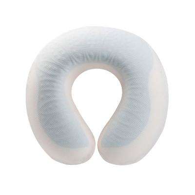 China Customized Logo Gray U-Shaped Gel Memory Travel Pillow for Comfortable Neck Support for sale