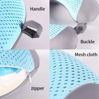 China Customized Logo Gray U-Shaped Gel Memory Travel Pillow for Comfortable Neck Support for sale