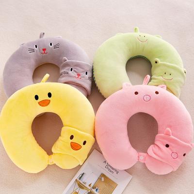 China Ondersteun Neck Kids Hooded Travel Pillow schattig eenhoorn auto vlucht slapen hoofdsteun kussen voor kinderen 32*33*10,5cm Te koop