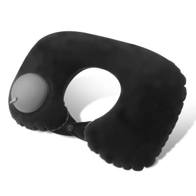 China U-Shape Inflatable Travel Pillow for Comfortable Car Headrest Made of 100% Polyester for sale