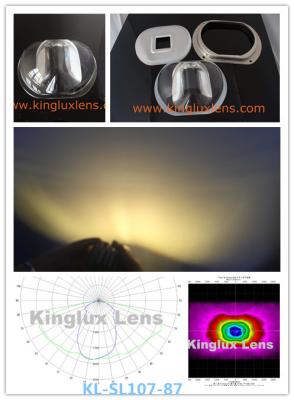 China 150*80 degree concave convex optical led glass lens 107mm  for 130W led street light for sale