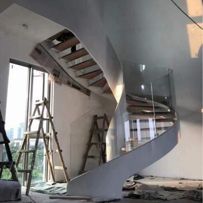 China Customized Curved Tempered Glass , Stairway Curved Steel Glass Railing for sale