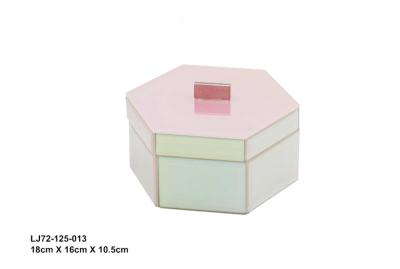 China Colorful gradient glass hexagonal glass jewelry box for sale
