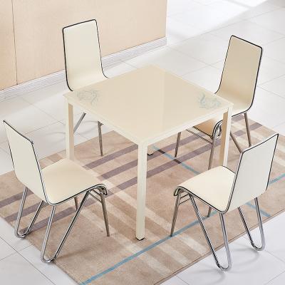 Cina Tabella superiore di vetro alla moda della sala da pranzo, tavolo da pranzo da tavolino superiore di vetro temperato della squadra a triangolo di Dinette con la gamba dell'acciaio della macchia in vendita