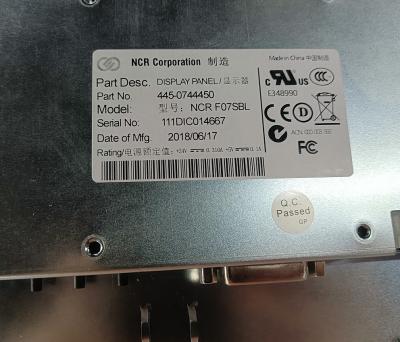 中国 自動支払機NCR 7"警察官の表示パネル445-0744450 NCR F07SBL 4450744450 445-0763724A 販売のため