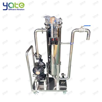 China SS304/316L Sanitary Tri-Clamp Single Bag Filter for Milk, Beverage, Honey and Syrup, Mirror Polished（with trolley） for sale