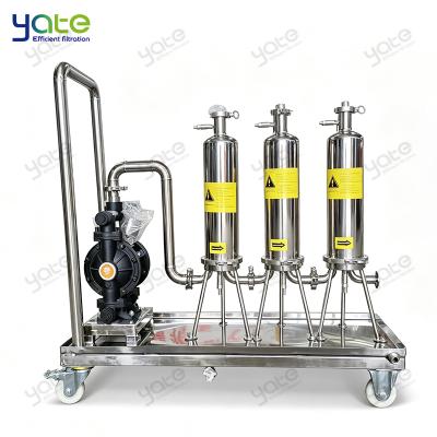 China Sanitary Portable Cart Bag Filter Compact Movable Filtration Equipment For Beverage Workshop Wine Liquor Raw Liquid Residue Impurity Interception Treatment for sale