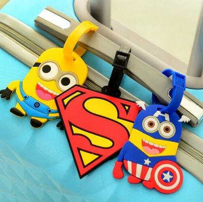 China Eco-friendly Customized Embossed Cartoon Rubber Soft PVC Luggage Tag for Travel Tag for sale
