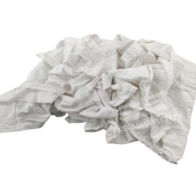 Cina Grade A ocean industrial cleaning 100 cotton textile waste cut pieces pure white color T shirt rags wipers in vendita