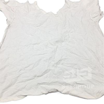 Cina Grade A ocean industrial cleaning 100 cotton textile waste cut pieces pure white color T shirt rags wipers in vendita