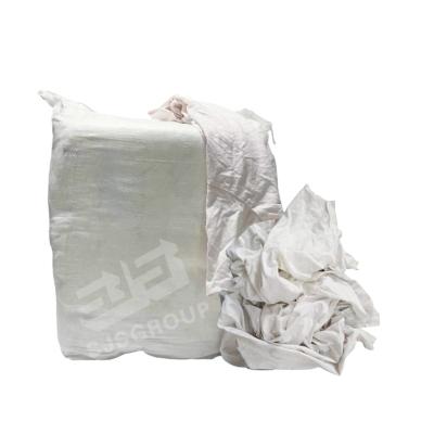 Cina Grade A ocean industrial cleaning 100 cotton textile waste cut pieces pure white color T shirt rags wipers in vendita
