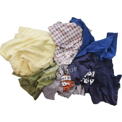 Cina Grade A 100% Cotton T-shirt industrial Cleaning Wiping Rags Mixed Color Recycled Coloured Cotton Wipers in vendita