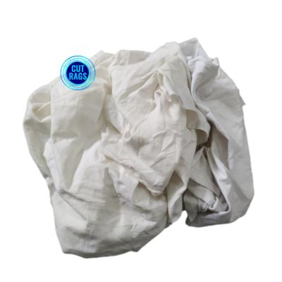 China Lint free cotton wiping rags white Waste textile fabric white cotton rags cutting T Shirt rags for painters for sale