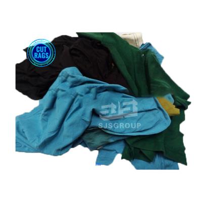 China Grade A Mixed fabric cutting pieces Dark T-shirt Coloreded Cotton Rags 100 Cotton Cleaning Rag for Industrial Wiping for sale