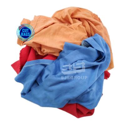 China Free Sample 10Kg Dark Color Cleaning Industrial Wiping Rags Cut T Shirt Used Cotton Rags for sale