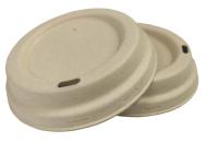 China 80mm Molded Pulp Sugarcane Compostable 8oz coffee cup lids for sale