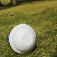China Microwavable Compostable Bagasse Cup Lids Plastic Free for sale