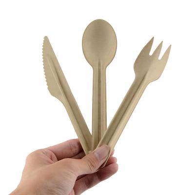 China Composteerbare het Bestekreeks van de Luchtvaartlijn Beschikbare Bagasse, mes, Lepel, Vork Te koop