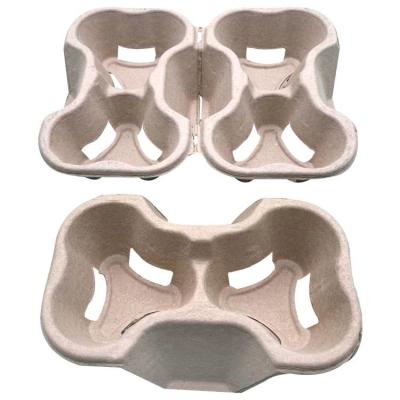 Cina 2 / 4 vassoi biodegradabili eliminabili del trasportatore della tazza di carta, colore naturale dei supporti di tazza in vendita