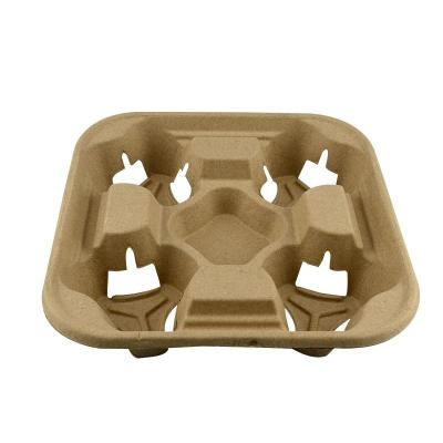 Cina Trasportatore biodegradabile eliminabile Tray Untearable, colore naturale della tazza di carta di 4 tazze dei supporti di tazza in vendita