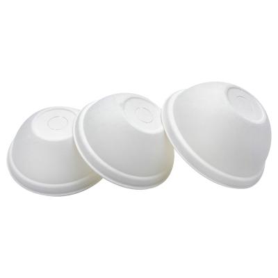 China Bagasse Pulp fiber base Dome Lids without plastic For 8oz 12oz 16oz Paper Cups for sale