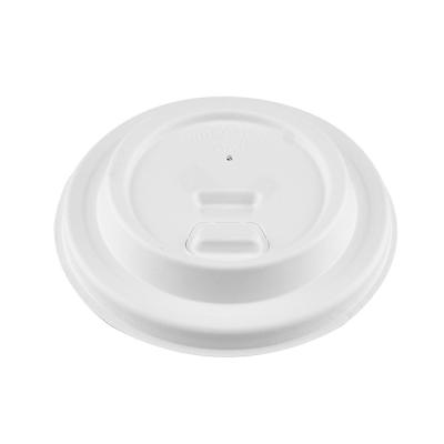 China 100% Compostable Biodegradable 80mm 90mm Bagasse Lids Non Leak Cover For Cola for sale
