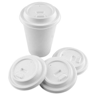 China Takeaway Cup Cover Lids Natural Sugarcane Pulp Hot Single Layer Paper Cup Lid for sale