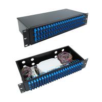 China 48 Port 2U 19 Inch Rack Mount Fiber Optic Patch Panel Termination Box SC Adapter for sale