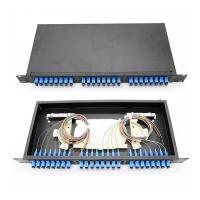 China 48 Port 2U 19 Inch Rack Mount Fiber Optic Patch Panel Termination Box SC Adapter for sale