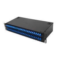 China 48 Port 2U 19 Inch Rack Mount Fiber Optic Patch Panel Termination Box SC Adapter for sale