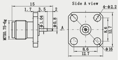Cina Acciaio inossidabile 2.4mm RF Connector femmina 4 fori pannello flange onda millimetrica in vendita
