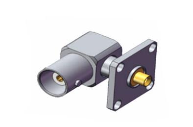 China BNC Female Right Angle Flange Mount RF Connector For 2# Semi Flexible / Rigid Cable for sale
