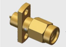 China 2 Hole Flange Mount Copper Alloy Golde Plating SSMA Male/Plug RF Coaxial Microstrip Connector Frequency Up To 18GHz with Metal Convex Surface & Screw Sleeve/Barrel for sale