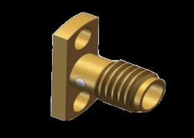 China SSMA Jack RF Coaxial Connector 2 Hole Flange Mount Accept Pin OD1.7, 1.9, 2, 2.1mm for sale