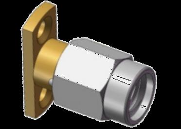 China SSMA / Mini SMA Male Plug RF Coaxial Connector with 2 Hole Flange Mount Up to 18GHz for sale