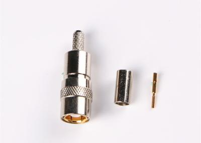 China Conector coaxial RF de crimpado recto de enchufe macho SMB de 50 ohmios de alta calidad con niquelado en venta